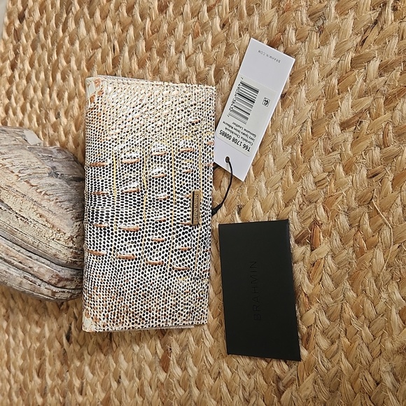 Brahmin | Bags | Nwt Cordelia Checkbook Cover In Ivory Iguana Ombre ...